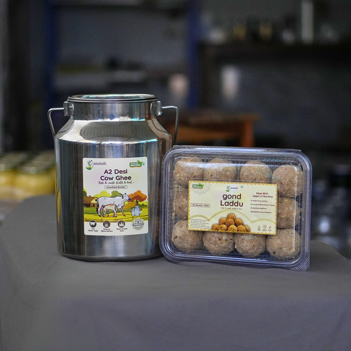 Buy 5 Liter A2 Ghee Can With 1 Laddu Box Free – Kasutam